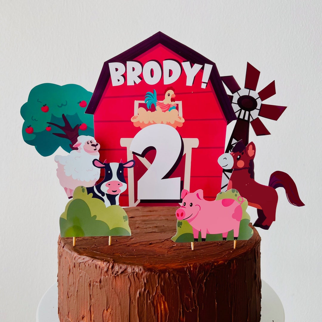 Animal Farm Party Birthday Cake Topper EDITABLE Printable/ Farm ...