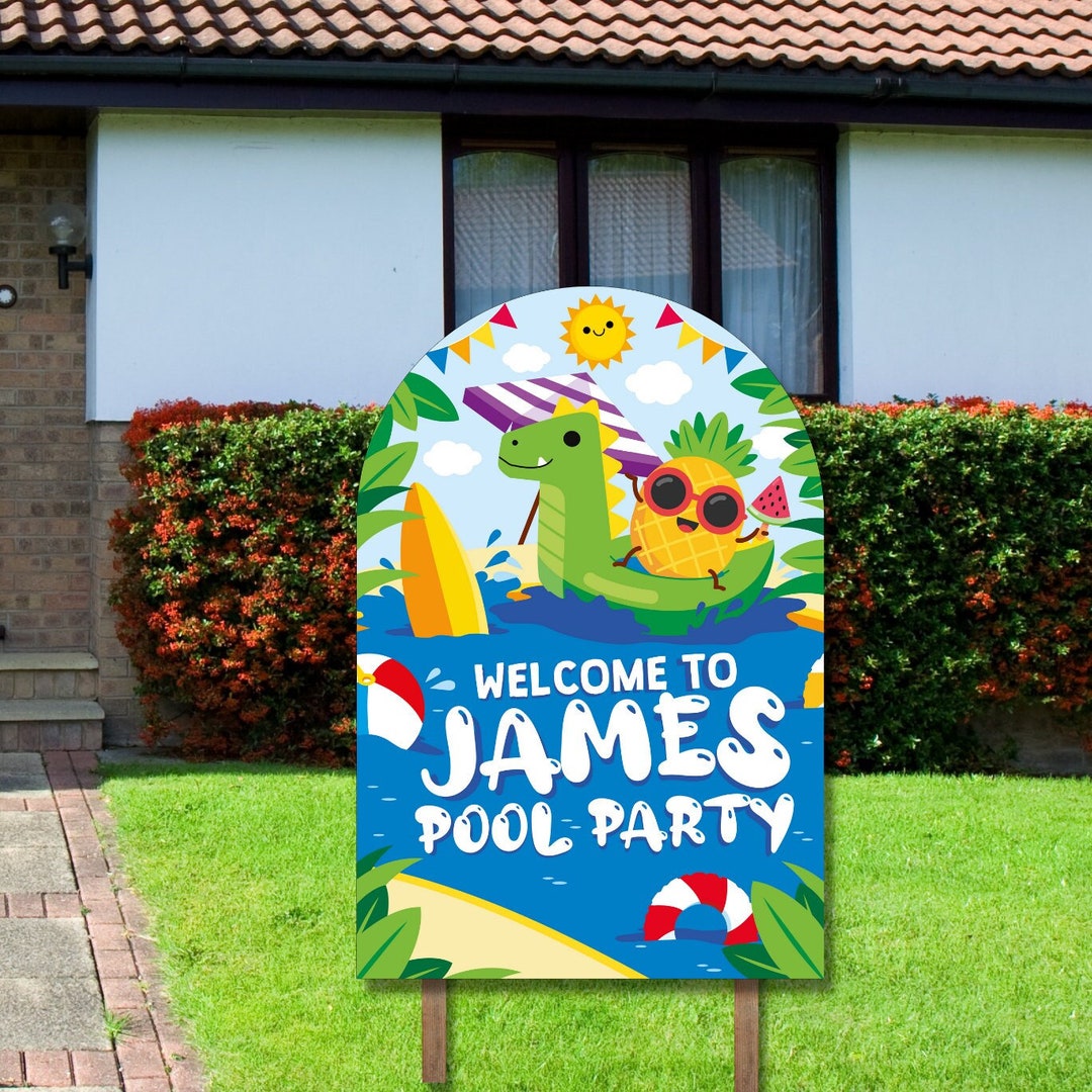 Summer Pool Party Yard Sign Printable/ Beach Party Decorations Sign ...