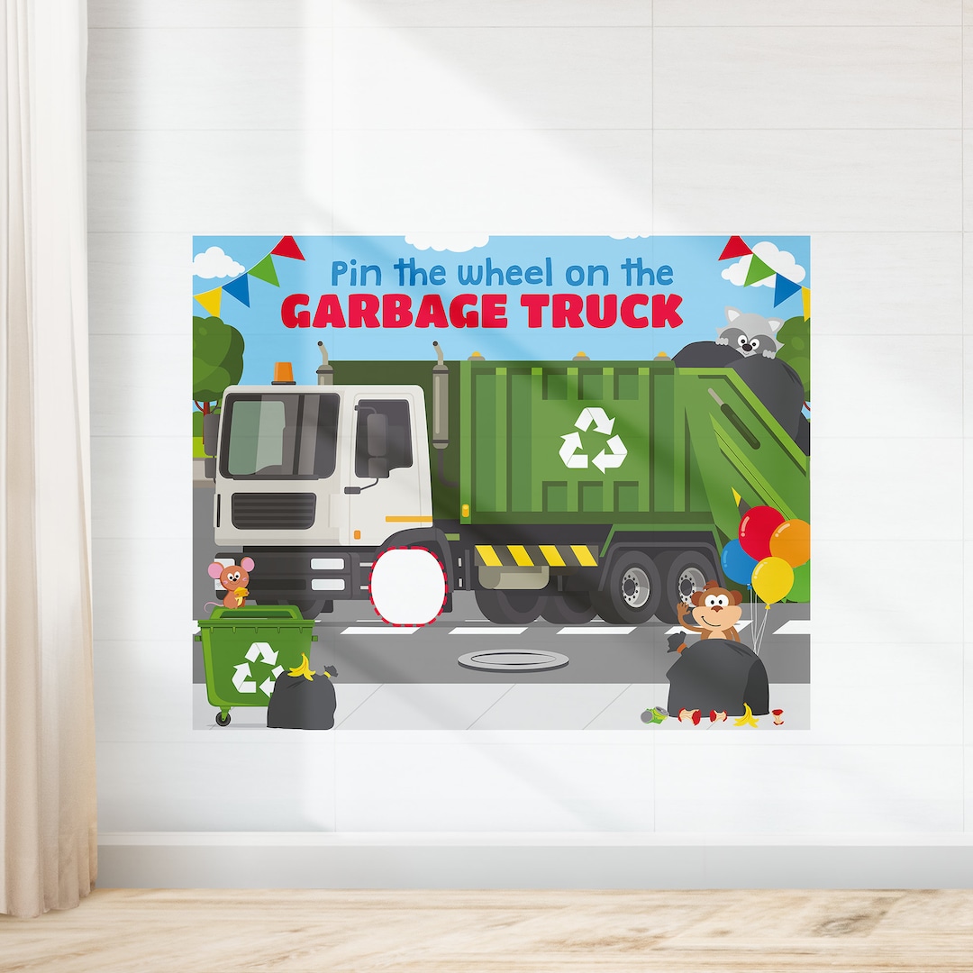 Garbage Truck Party Games/ Pin the Wheel on the Garbage Truck Kids ...