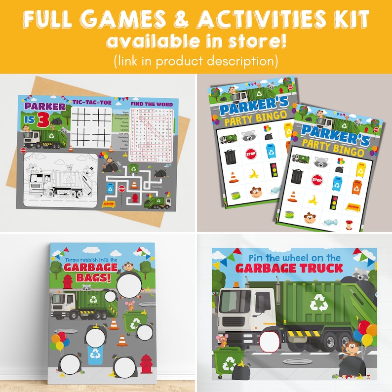 Garbage Truck Party Game: Toss the Trash, Kids Birthday (editable ...