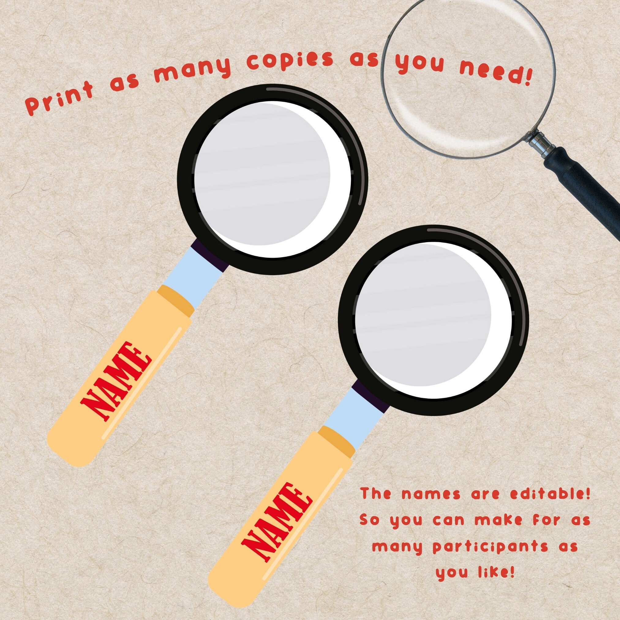 Mystery Party Pin Game Printable | Pin the Magnifying Glass on the ...
