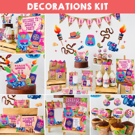 Indiana Jones Girl Party Decorations EDITABLE Printable Kit/ Ridley ...