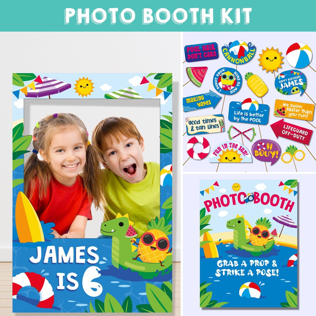 Summer Pool Party Photo Booth Printable Kit/ Beach Party Water Slides ...
