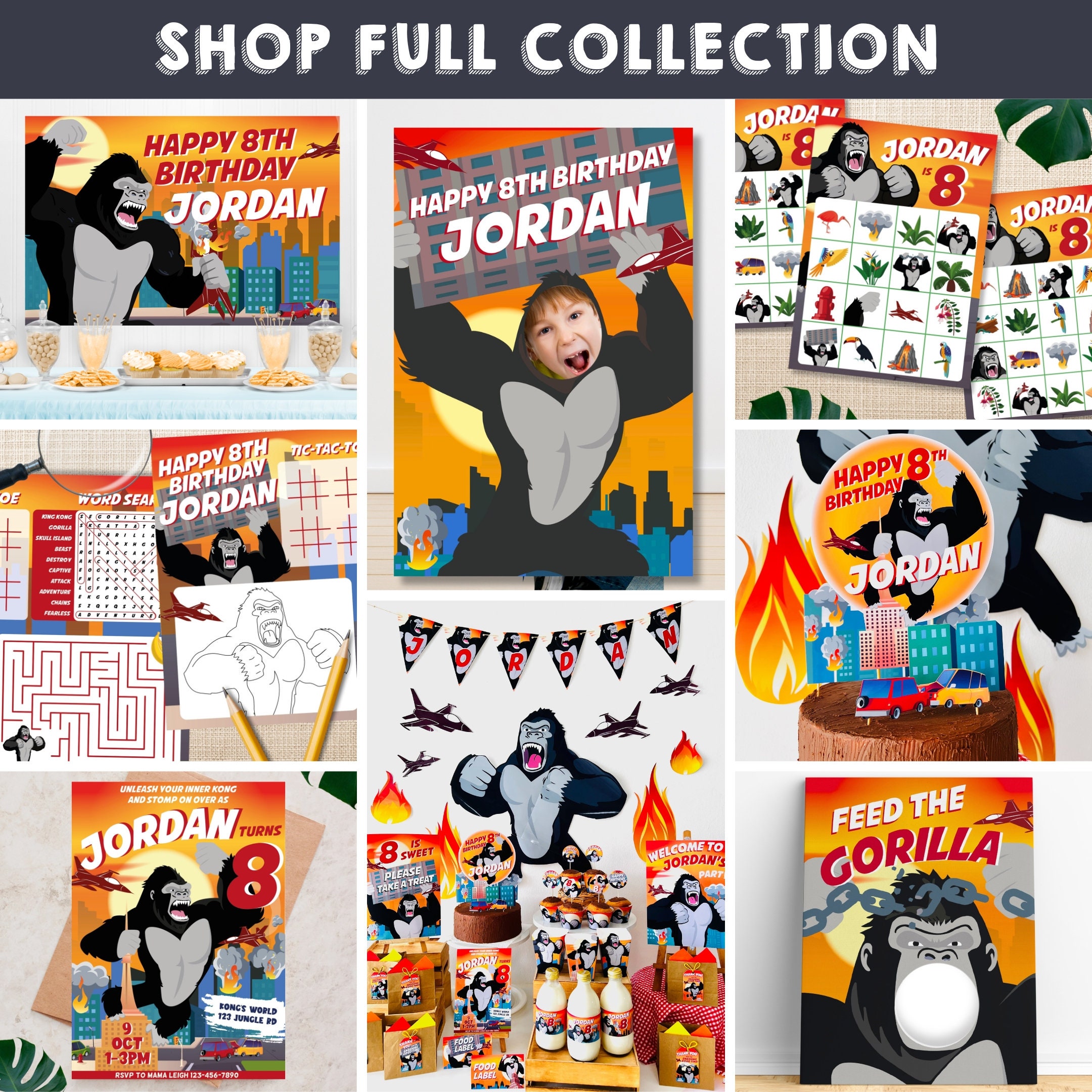 Editable Gorilla Birthday Banner | Jungle Theme Party (digital Download ...