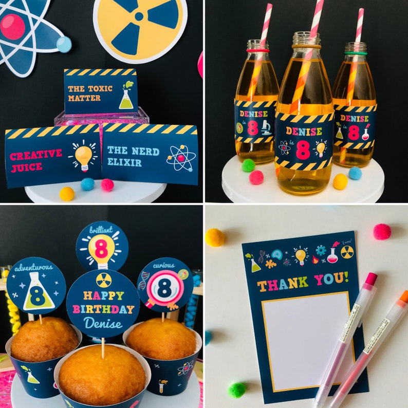 Science Party Printables Editable Kit in Pink/ Scientist Pink Birthday ...