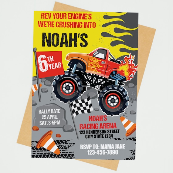 Monster Truck Birthday Party Invitation/ Monster Jam Party Invitation ...