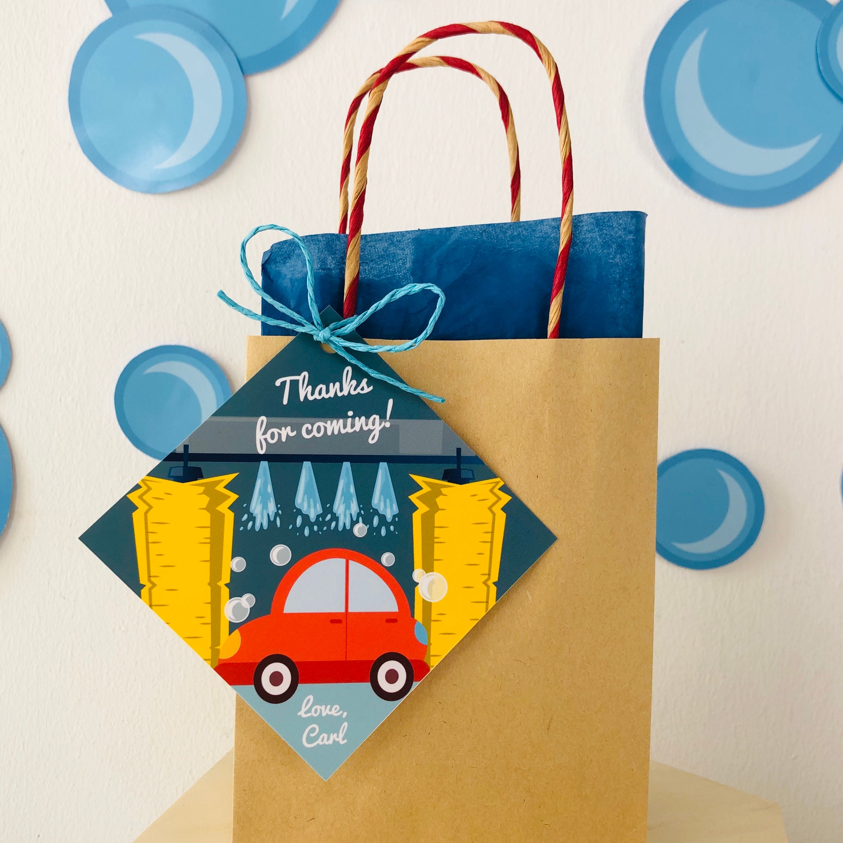 Car Wash Party Favor Tags/ Car Wash Gift Tags Editable Party | Etsy
