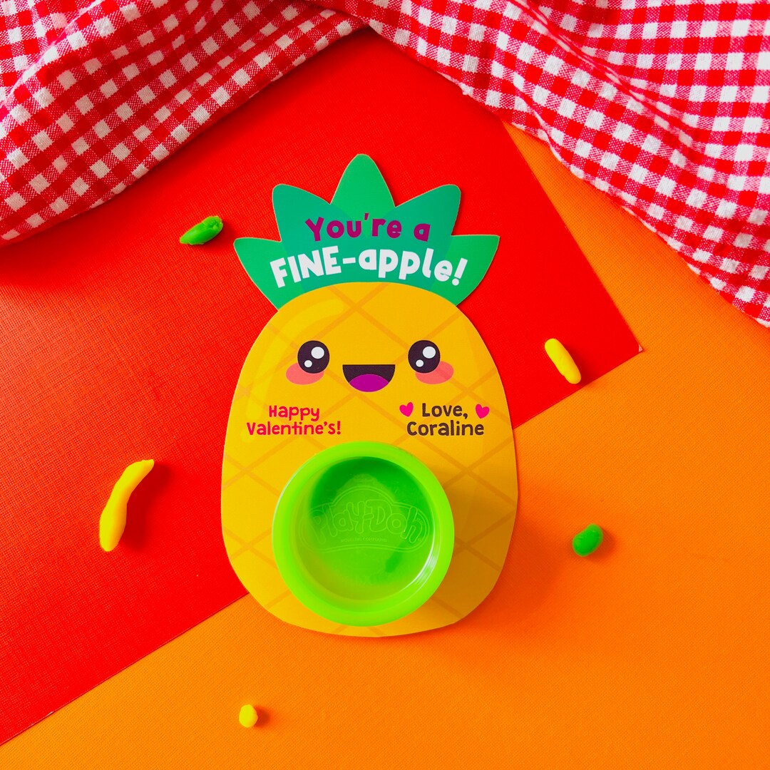 Tarjeta imprimible editable con plastilina para San Valentín / Piña ...