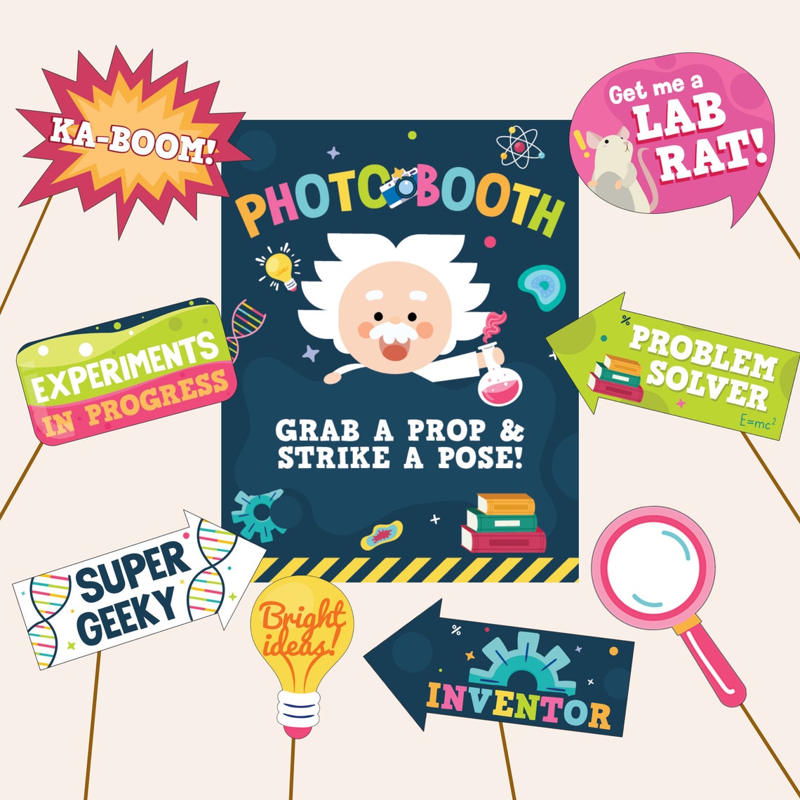 Science Party Photo Props Photo Booth Printable/ Scientist - Etsy