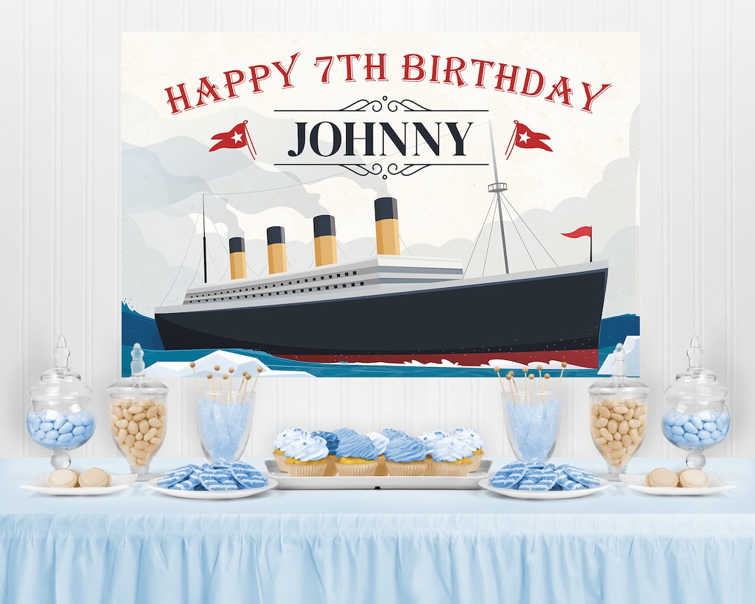 Titanic Birthday Backdrop EDITABLE Printable | Personalised Titanic ...