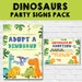 Dinosaurs Party Signs Pack Printable/ Dinosaurs Party Welcome Sign ...