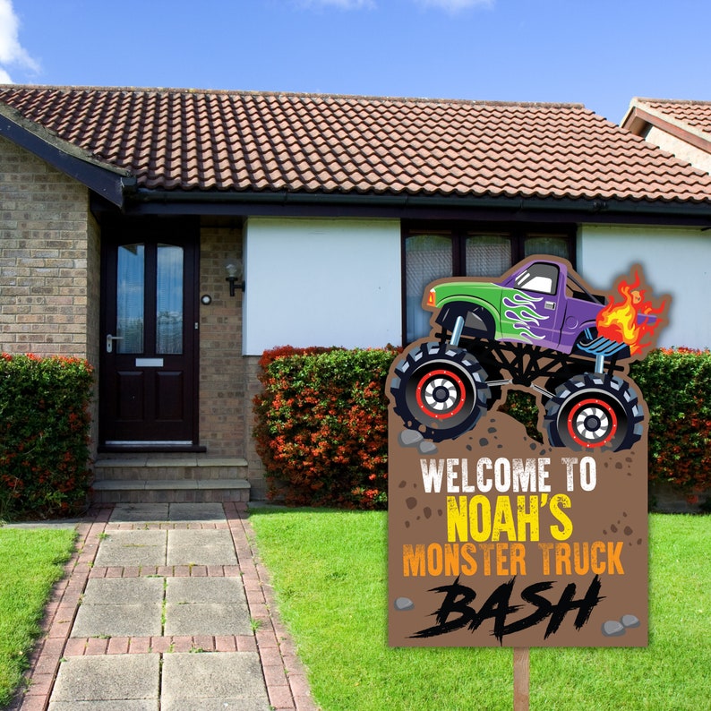 Monster Truck Party Yard Sign Printable/ Monster Jam Yard | Etsy