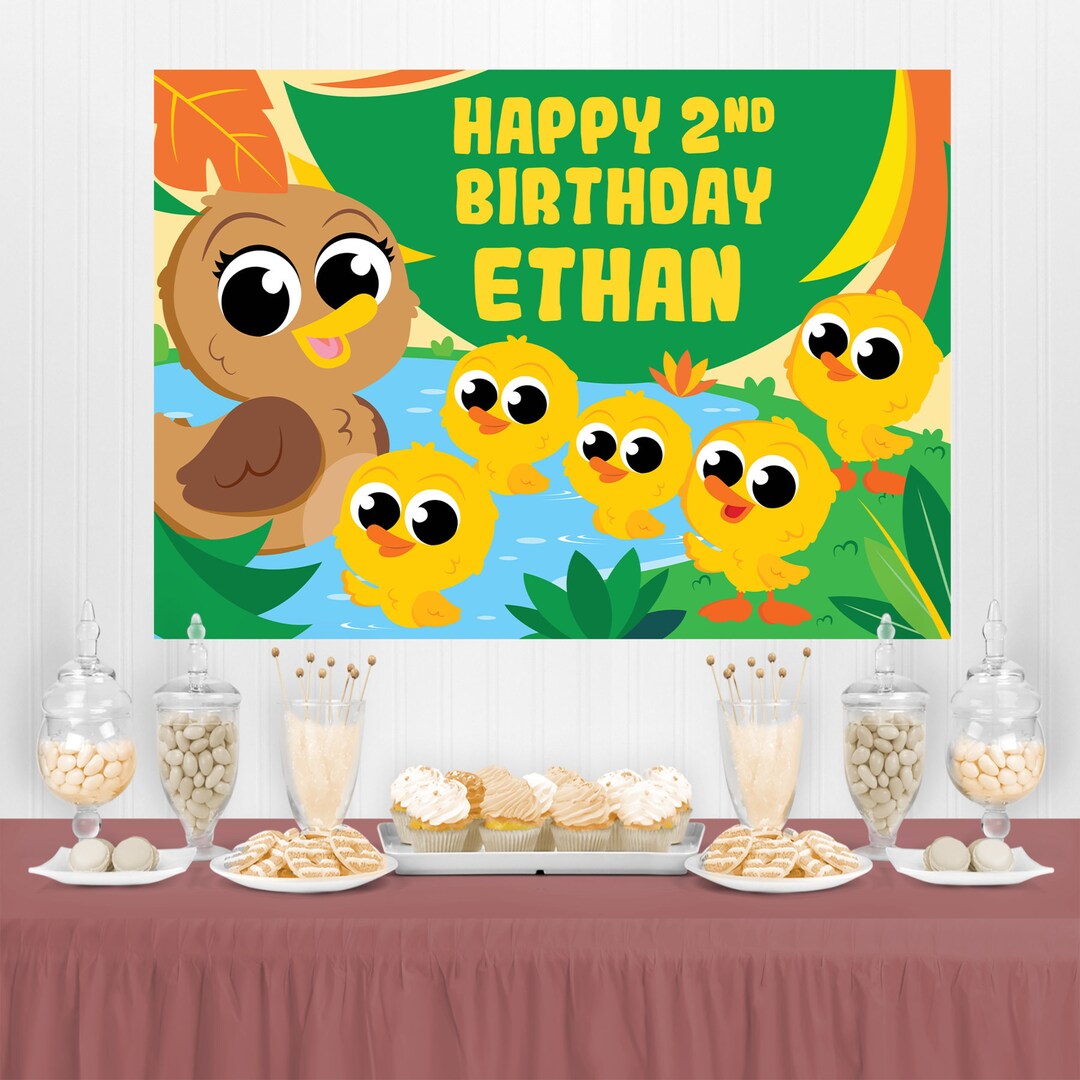 Five Little Ducks Party Editable Party Backdrop/ Little Rubber Ducks ...