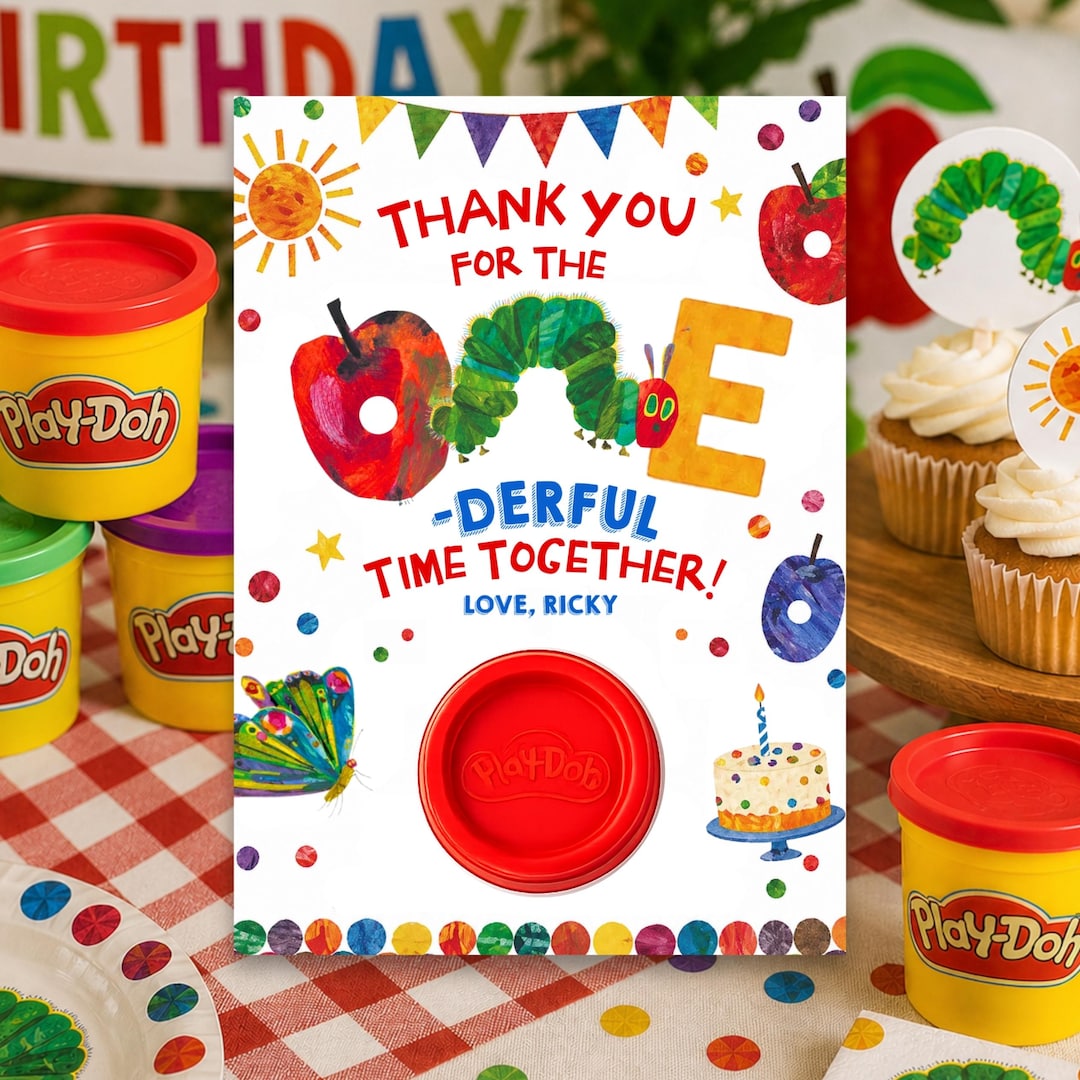 Hungry Caterpillar Party Favor Play Doh Card EDITABLE Printable - Etsy