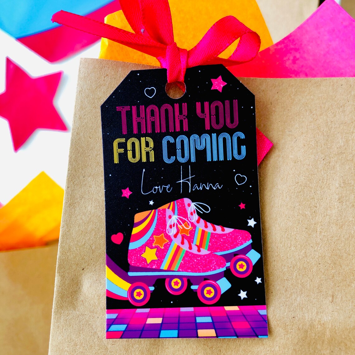 Roller Skating Party Favor Tags/ 90's Retro Disco Gift | Etsy