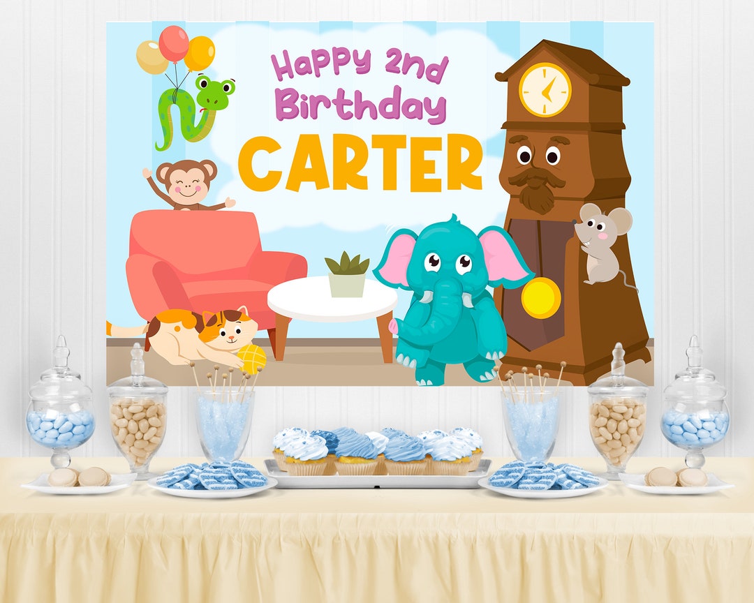 Hickory Dickory Dock Birthday Backdrop EDITABLE Printable/ First ...