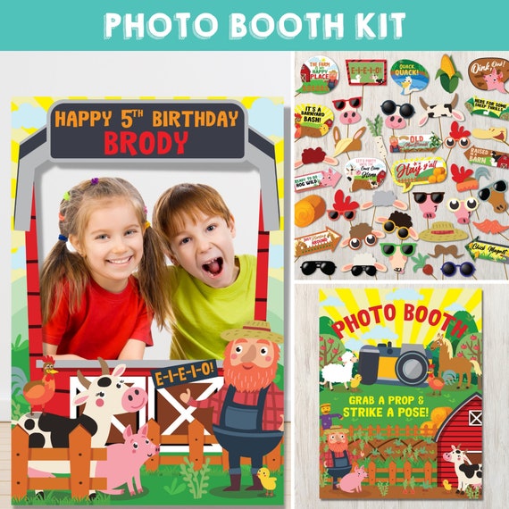 Old MacDonald Farm Party Photo Props Editable Printable/ Animal Farm ...