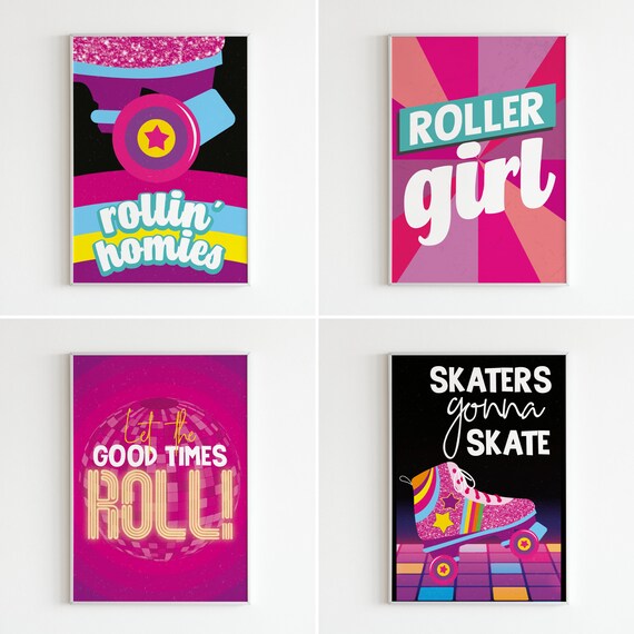 Roller Skating Posters/ Rollerskating Party Signs/ Retro Disco Party ...