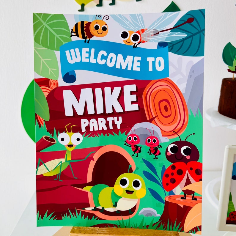 Bugs and Insects Party Welcome Sign | Editable Garden Critters (digital ...