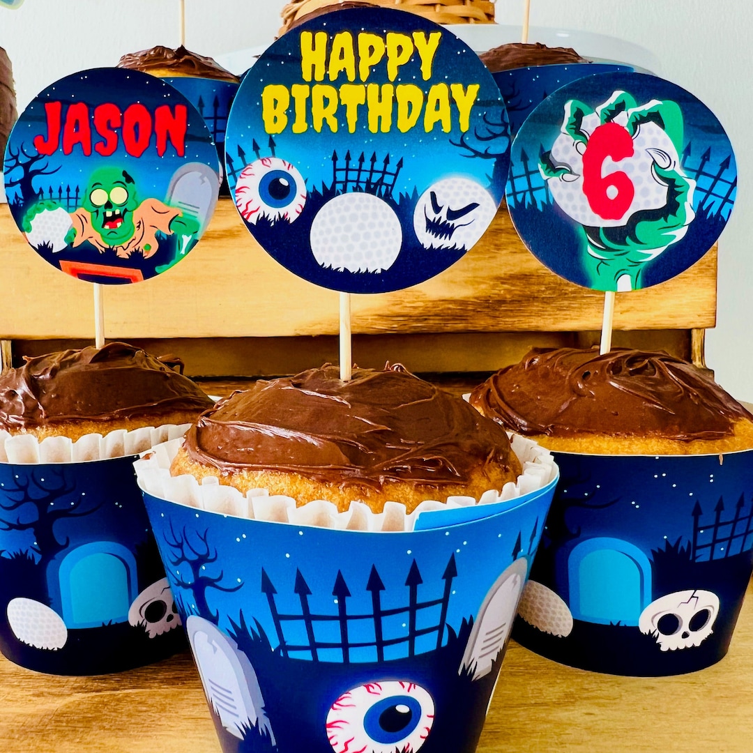Monster Mini Golf Party Cupcake Toppers Editable Printable/ Halloween ...
