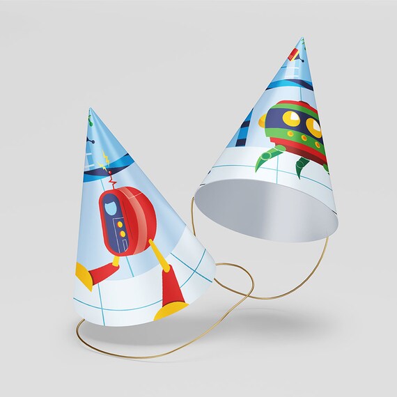 Robots Science Party Hat Template Printable/ Robot Party Favors Party ...