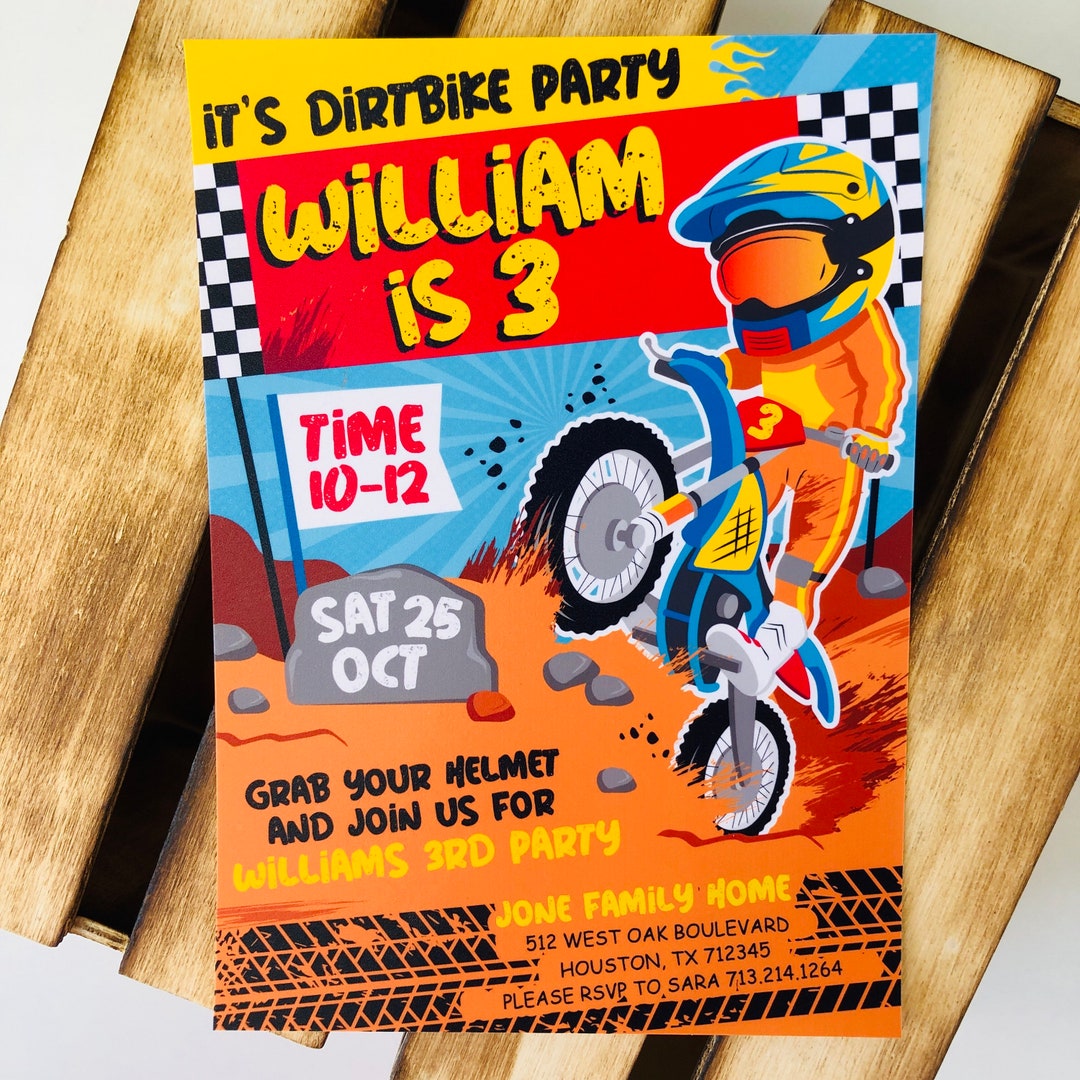 Dirt Bike Birthday Invitation/ Motocross Invitation/ Motorbike Party ...