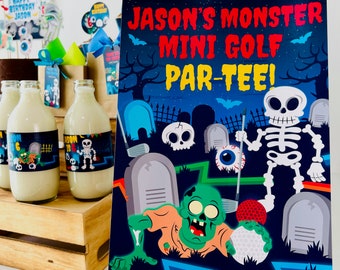 Monster Mini Golf Birthday Party Invitation Editable Printable ...