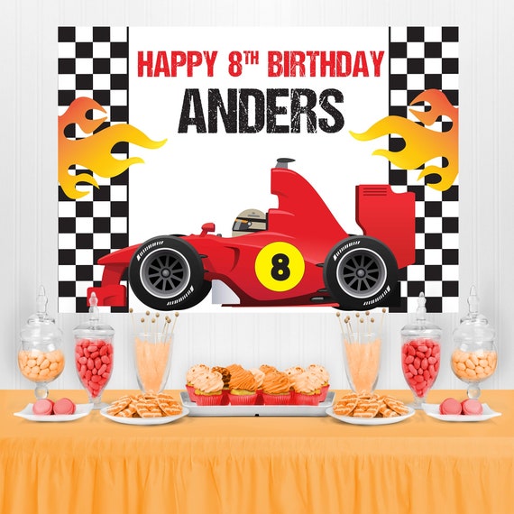 Race Car Birthday Backdrop Editable Party Printable/ Racer Birthday ...