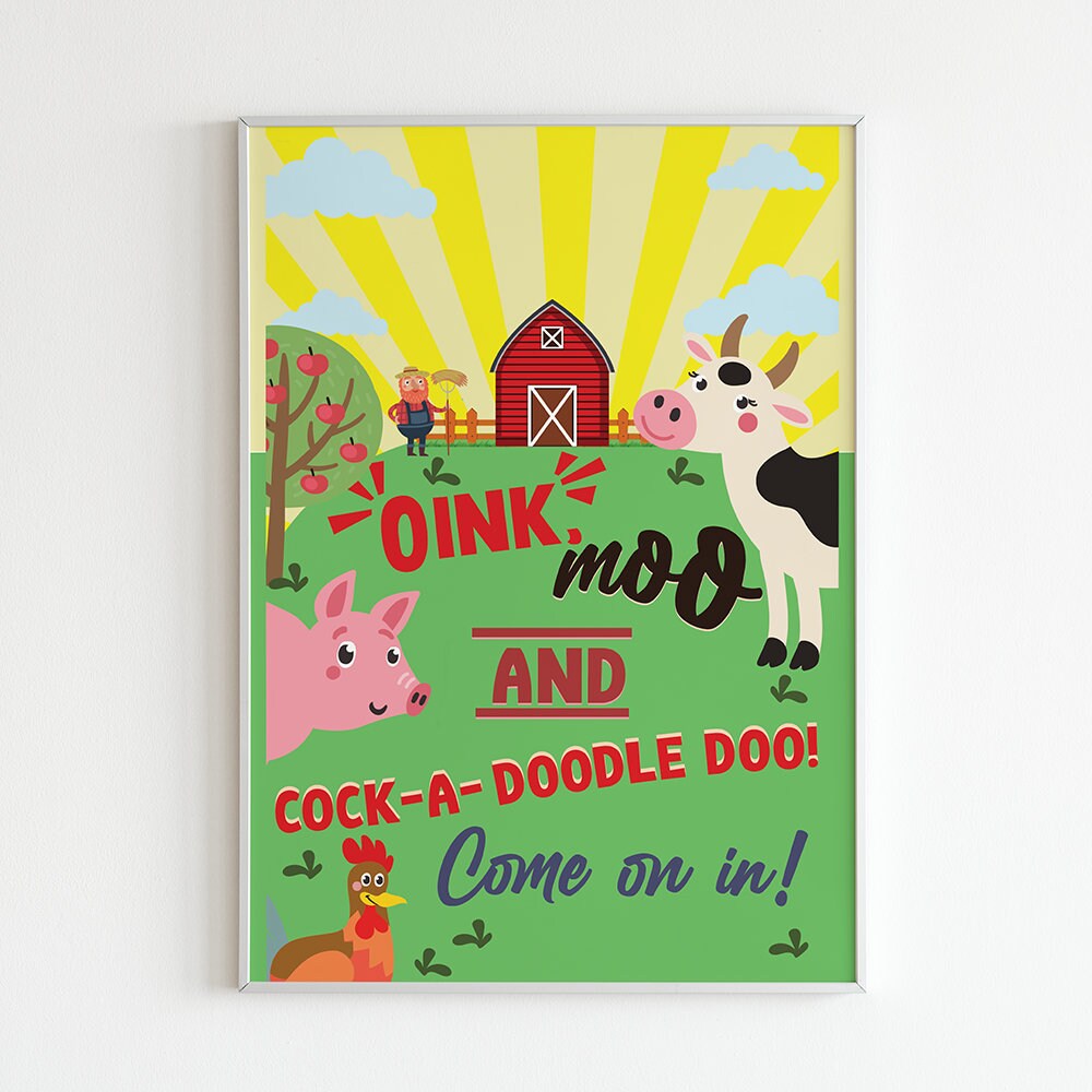 Old Macdonald Farm Party Signs Printable Set/ Animal Farm - Etsy