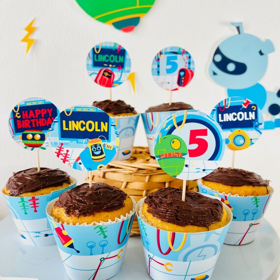 Robots Science Party Cupcake Toppers Editable Printable/ Robot Party ...