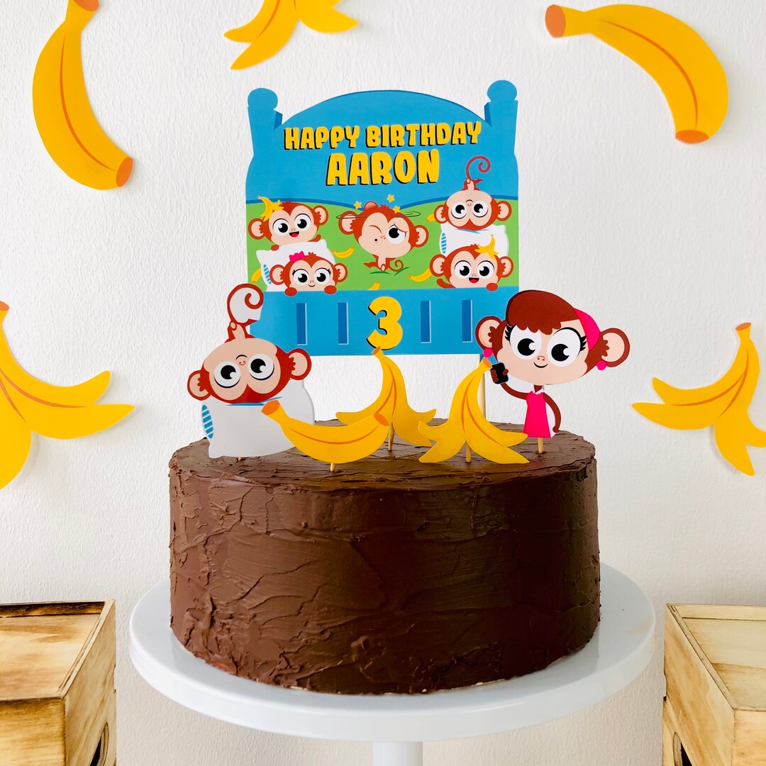 Five Little Monkeys Cake Topper/ 5 Little Monkeys Jumping on the Bed Cake Topper EDITABLE ...