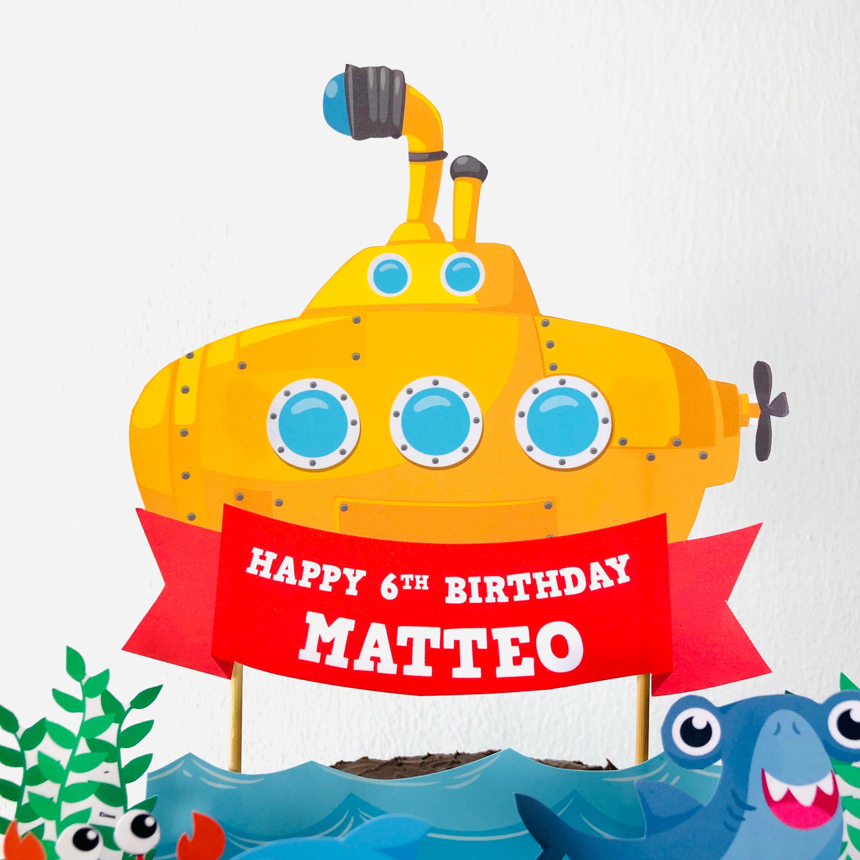 Yellow Submarine Cake Topper/ Submarine Birthday Cake Topper/ | Etsy