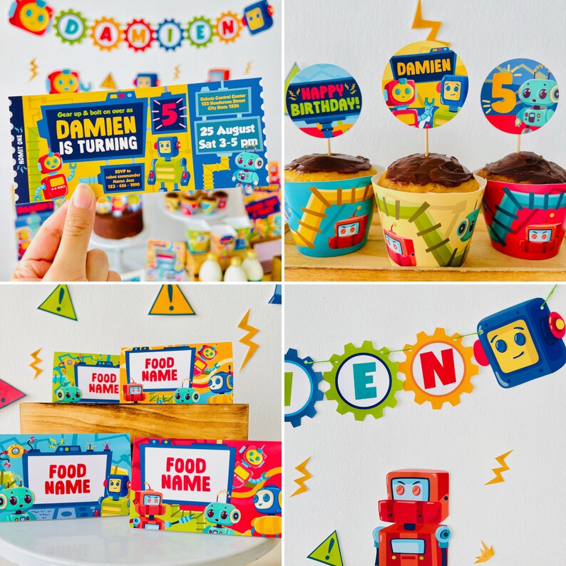Robots Birthday Party Decorations Kit, Editable (digital Download) - Etsy