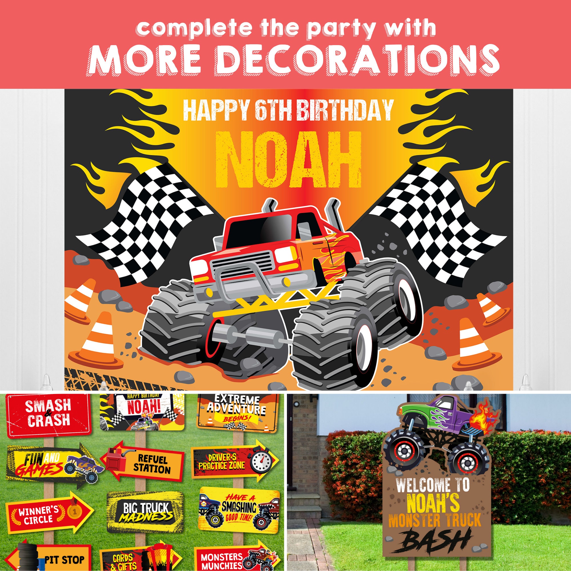 Monster Truck Photo Booth Frame – Kids Birthday Party Prop (digital ...