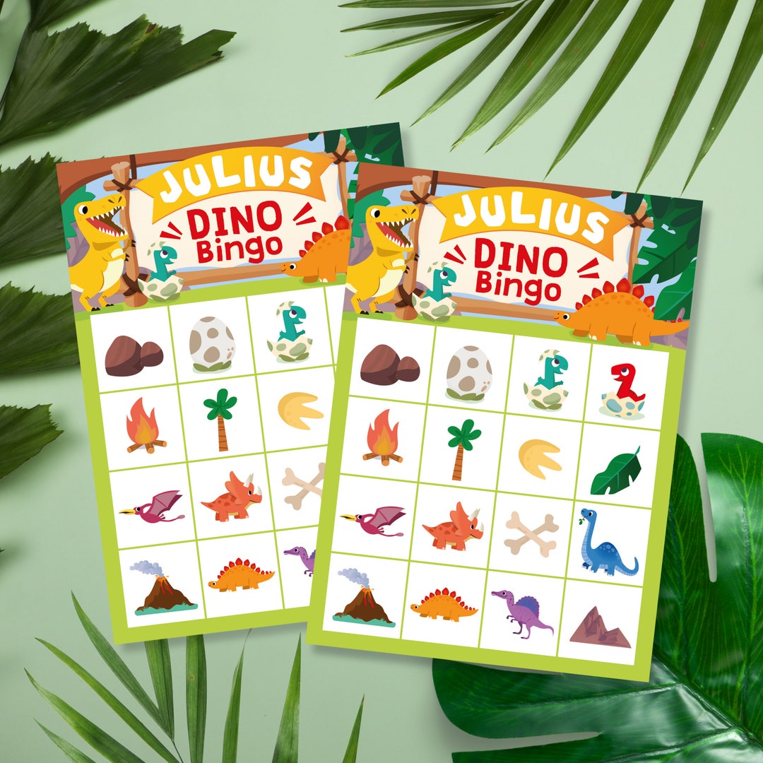 Dinosaur Birthday Party Bingo Game EDITABLE Printable | Prehistoric ...