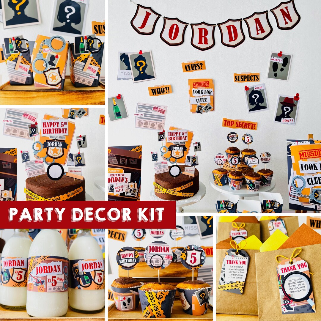 Editable Detective Party Decoration Kit | Printable Secret Agent Theme ...