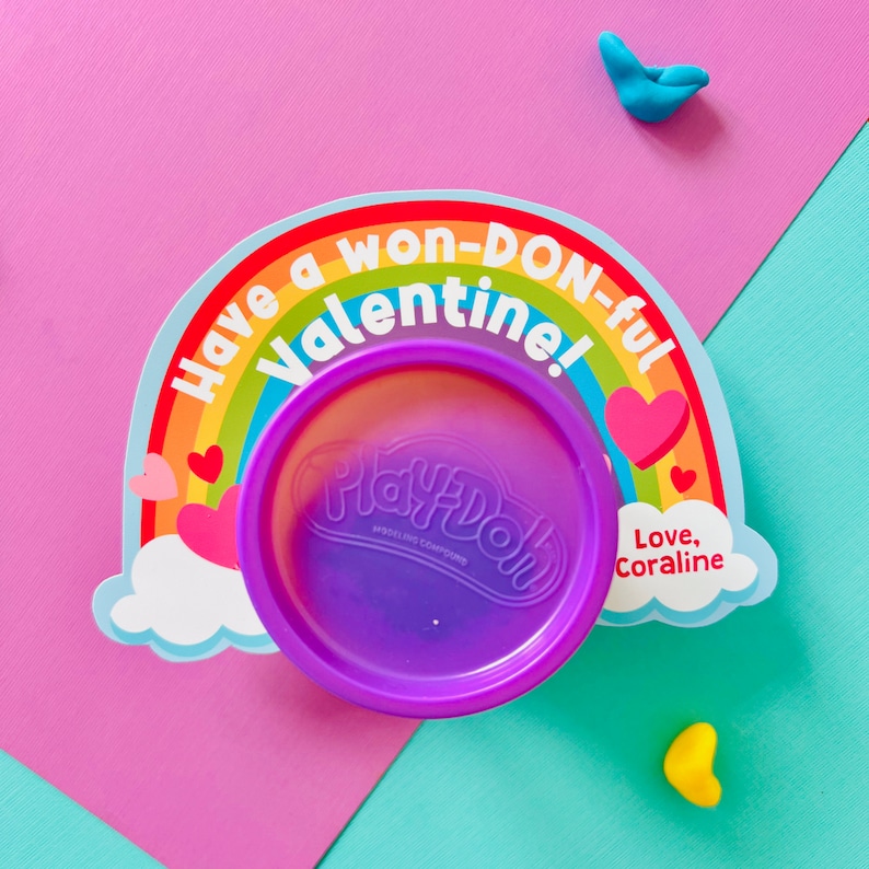 Won-doh-ful Rainbow Play-doh Valentine Favor Card Printable - Etsy