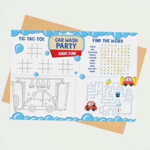 Car Wash Birthday Party Games, Coloring Sheet (editable Printable) - Etsy