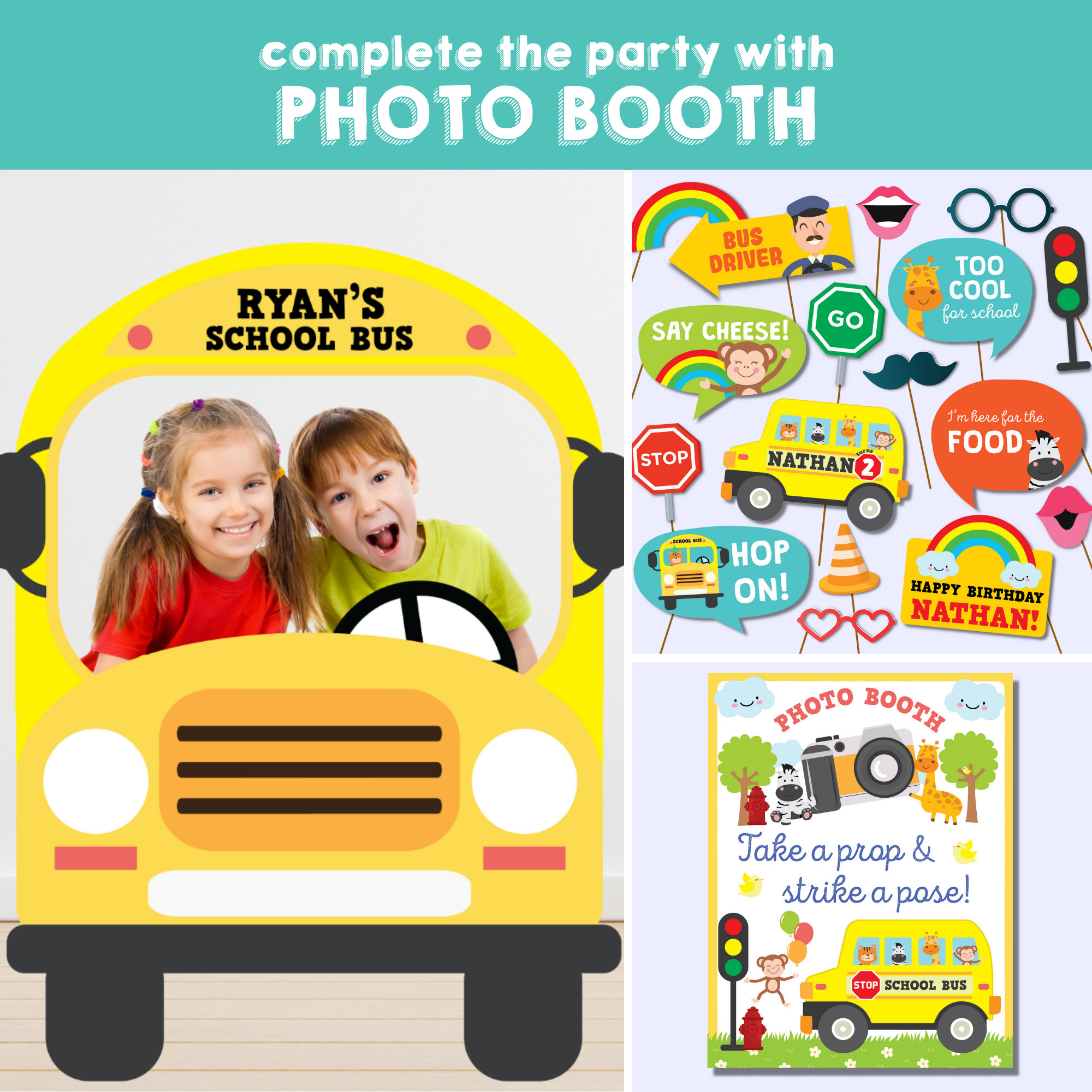 Wheels on the Bus Party Banner/ Wheels on the Bus Party Garland ...