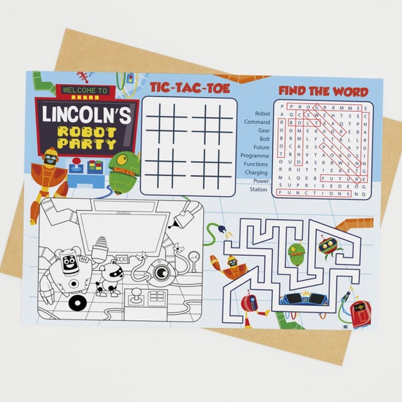 Robots Science Party Game Coloring Activity Sheet Editable Printable ...