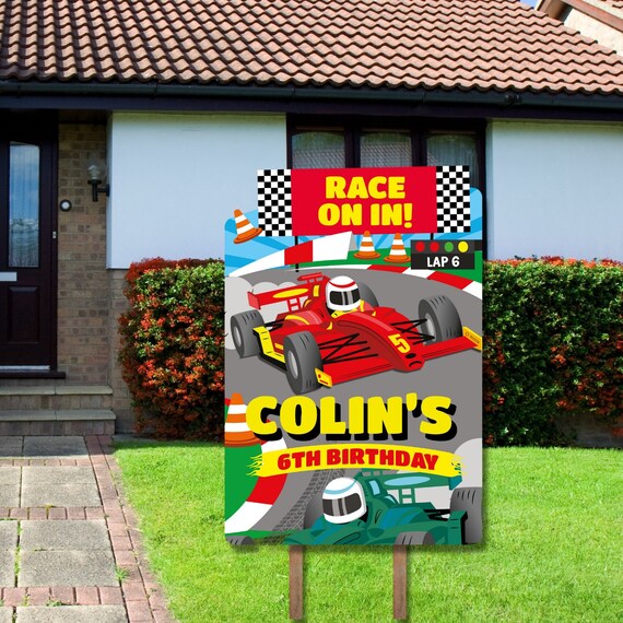 Car Racing Party Yard Sign Printable Race Car Party Sign Go Kart F1 Car Racing Party Yard Sign Printable Race Car Party Sign Go Kart F1
