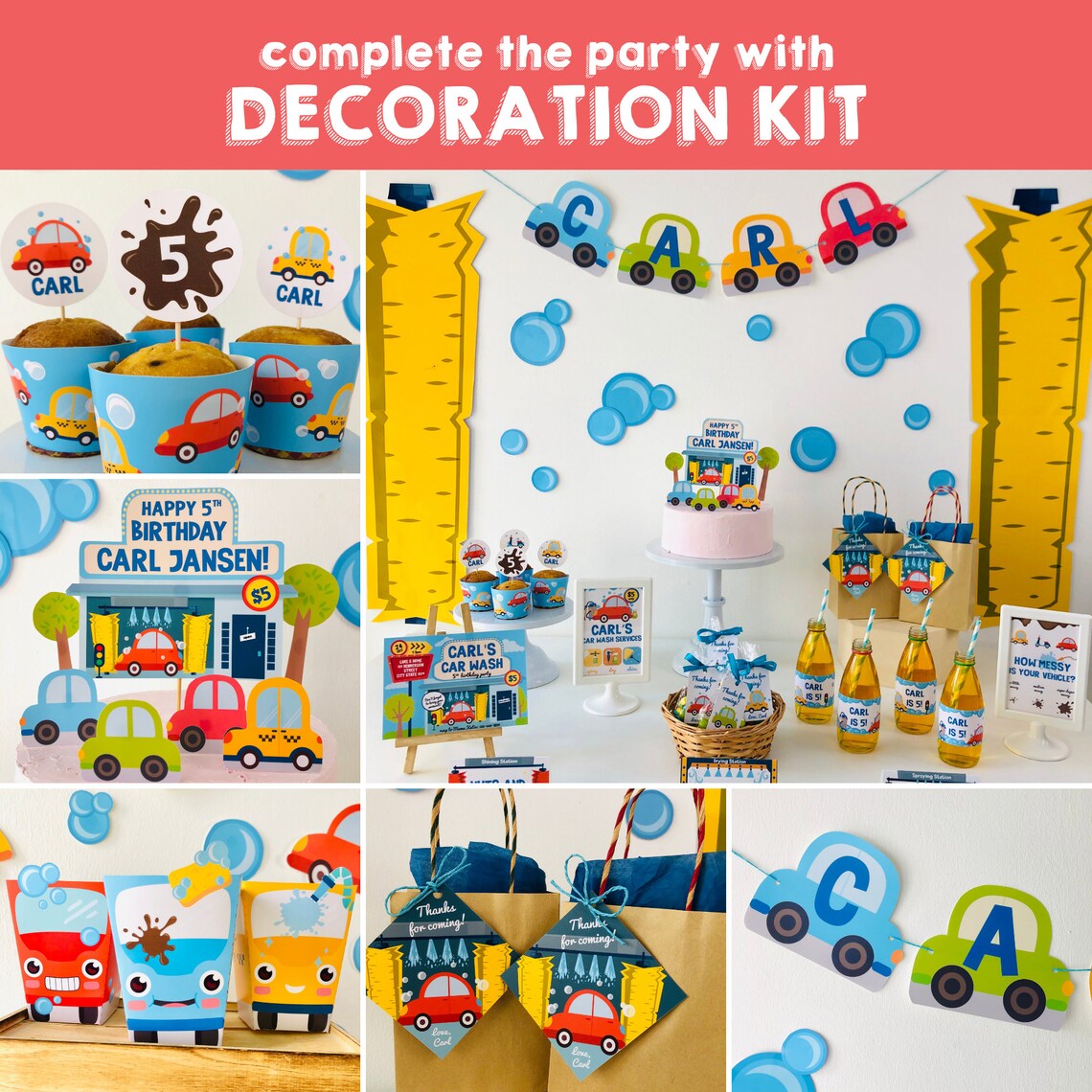 Car Wash Party Photo Booth Printable Kit/ Car Wash Party Photo - Etsy