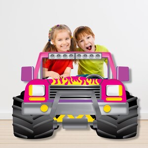 Pink Monster Truck Photo Booth Frame, Girly Birthday Party (digital ...
