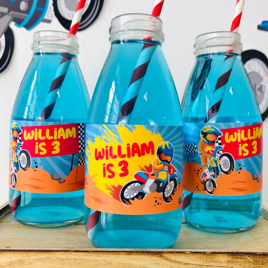 Dirt Bike Drinks Labels/ Motocross Bottle Wrappers/ Motorbike Bottle ...