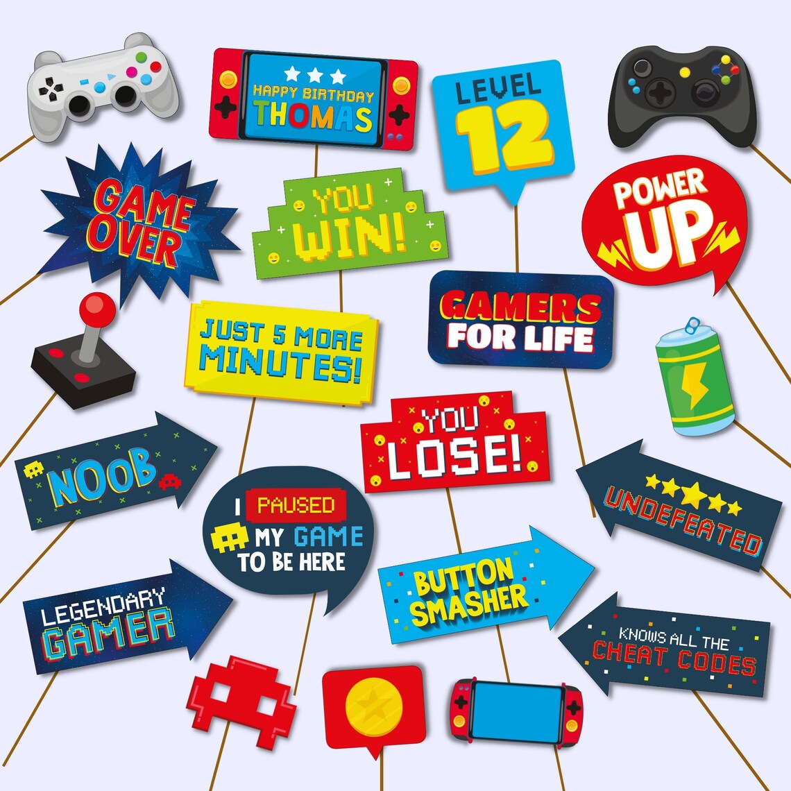 Video Game Party Photo Booth Props (printable) - Etsy
