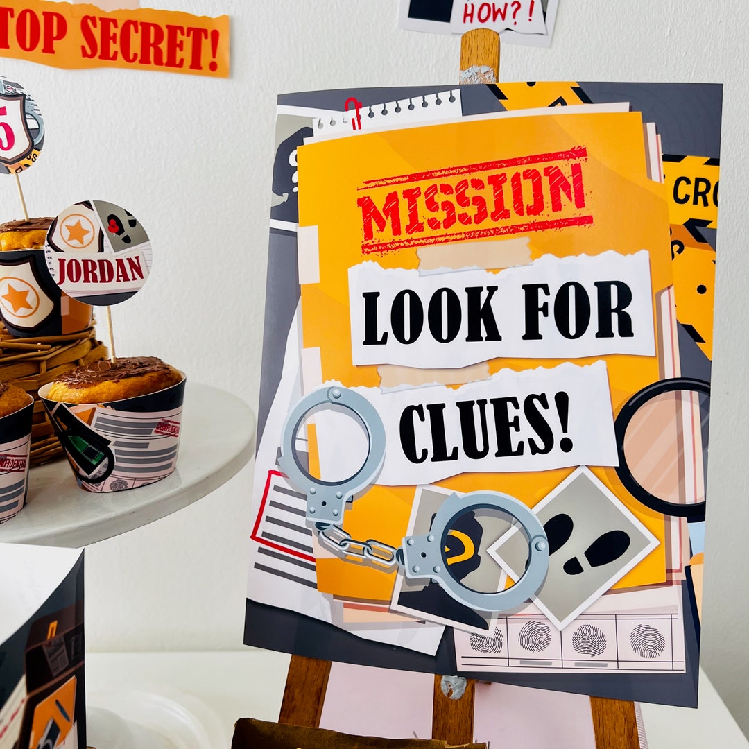 Detective Mission Party Sign | Editable Spy Party Decoration (digital ...