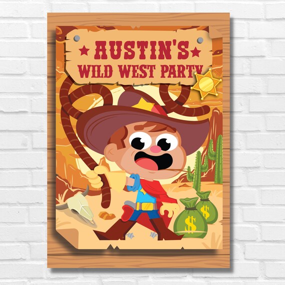Cowboy Party Sign Party Decorations/ Cowboy Wild West Party Welcome ...