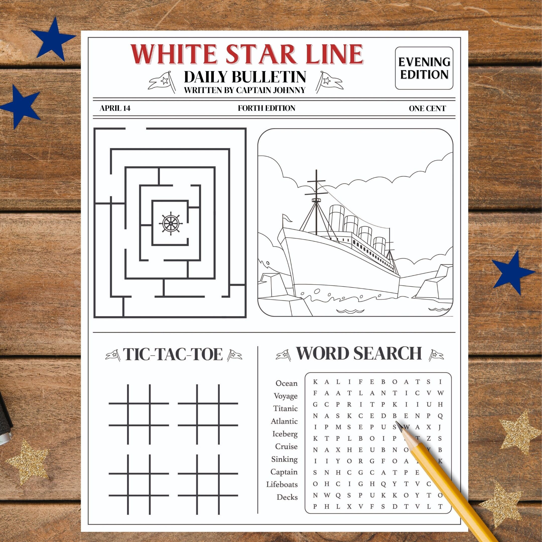 Titanic Coloring Activities Sheet Place Mat EDITABLE Printable ...