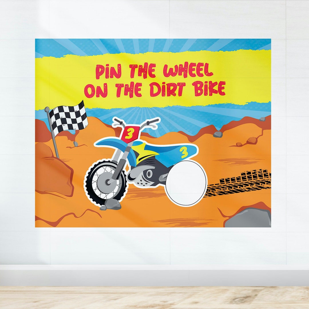 Dirt Bike Pin the Wheel Party Game/ Motocross Kids Party Game ...