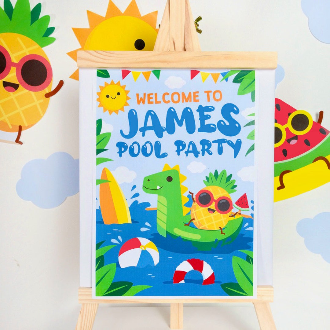 Summer Pool Party Sign Party Decorations Editable Printable/ Pool Water ...